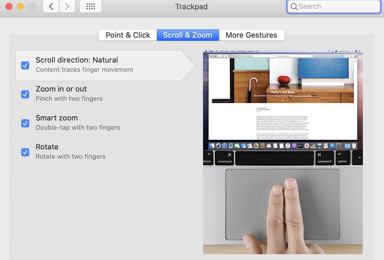 How to toggle Natural Scroll in MacOS